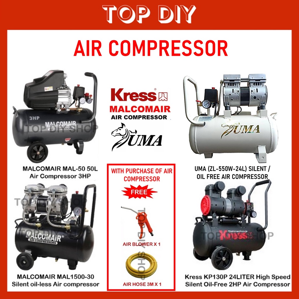 MALCOMAIR 50L Compressor Angin Air Compressor 3HP Kress KP130P 24L ...