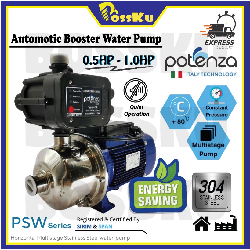 Potenza 0.5HP / 1HP Energy Save Auto Booster Water Pump/ Centrifugal ...