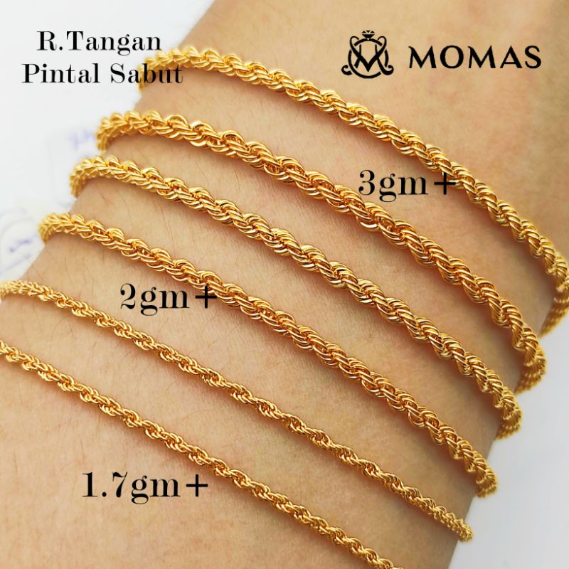 Gelang Pintal Sabut Emas 916 Tulen Rantai Tangan Pintal Sabut Emas 916 ...