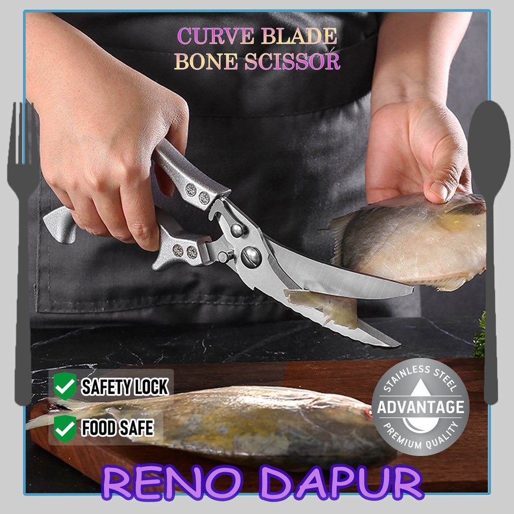 CURVE BLADE BONE SCISSOR CHICKEN BONE SCISSORS Stainless Steel Poultry ...
