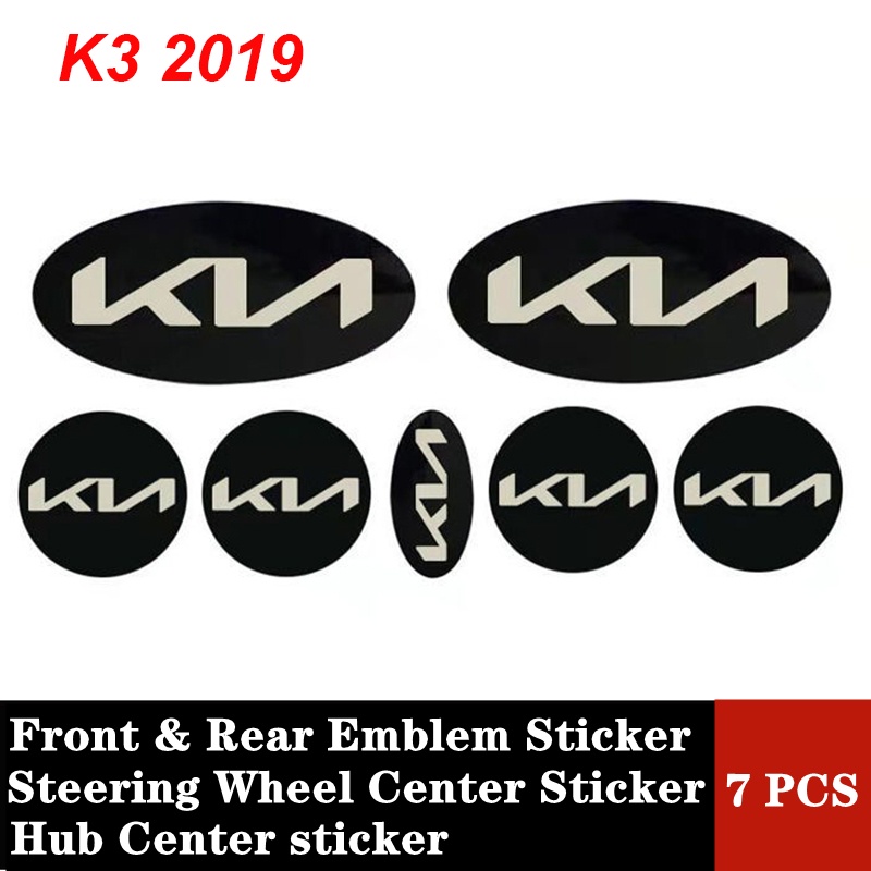 7pcs/set Car Front Emblem Rear Badge Auto Steering Wheel Center Sticker ...