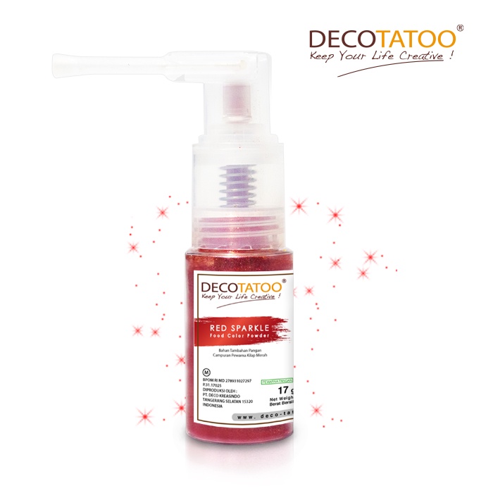 Decotatoo Shiny RED SPARKLE Color powder spray 17 gr (food coloring ...