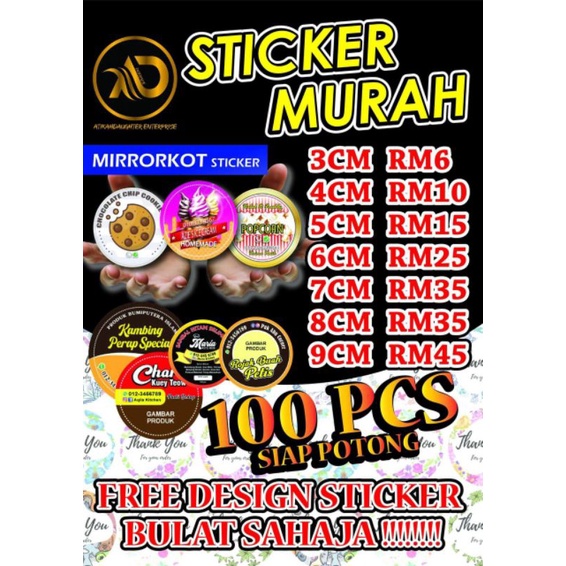stiker produk murah dan free design | Shopee Malaysia