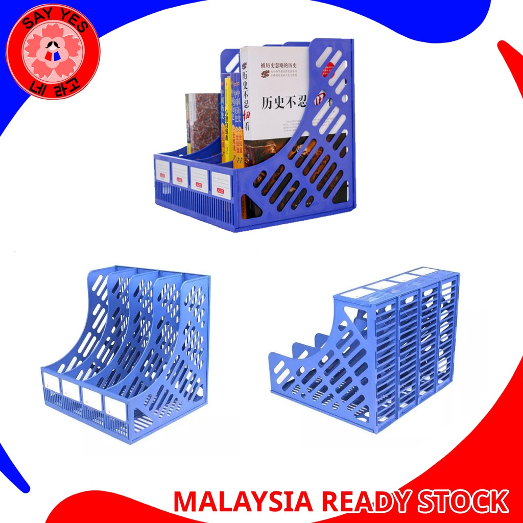 SayYes 4 Sections Magazine File Stand Holder For Storage Desk Organizer ...