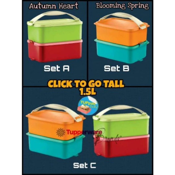💥Tupperware Click To Go Tall Set (2) 1.5L | Shopee Malaysia