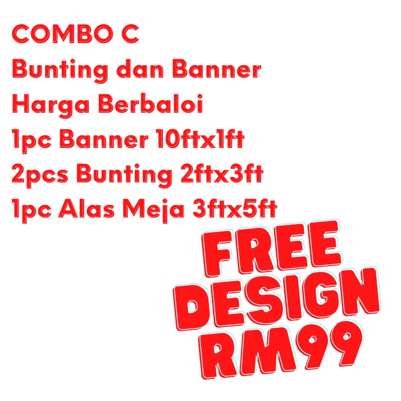Banner Bunting Printing (Wood/Eyelets/PVC/Pocket/Kosong) Harga Berbaloi ...