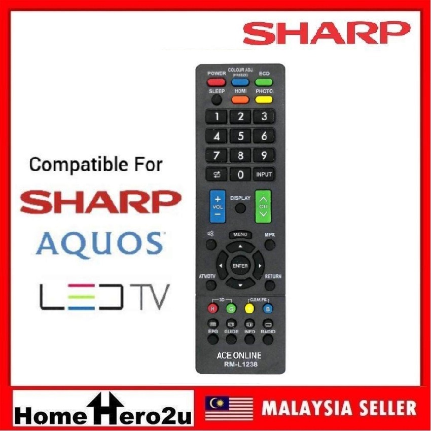 Sharp LCD/LED TV Remote Control Replacement - Huayu RM-L1238 / L-1238 - Homehero2u | Shopee Malaysia