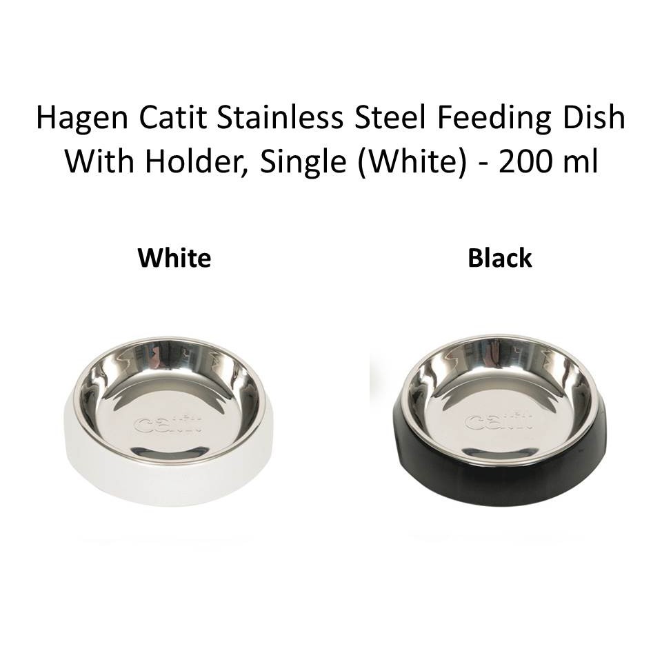 Mangkuk Kucing, Cat Bowl, Hagen Catit Stainless Steel Feeding Dish With Holder, Single 200 ml ...