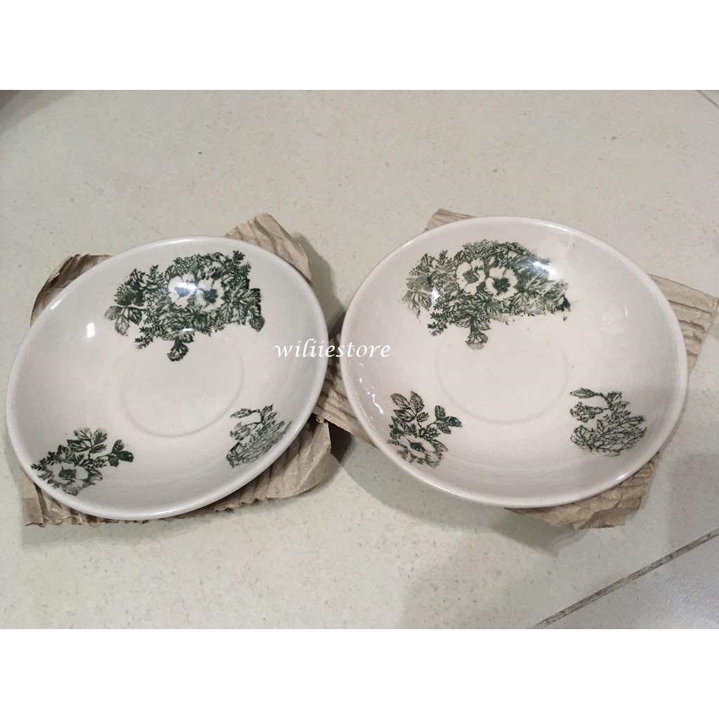 Porcelain Vintage Kopitiam Cup/Traditional Retro Chinese Floral Green ...