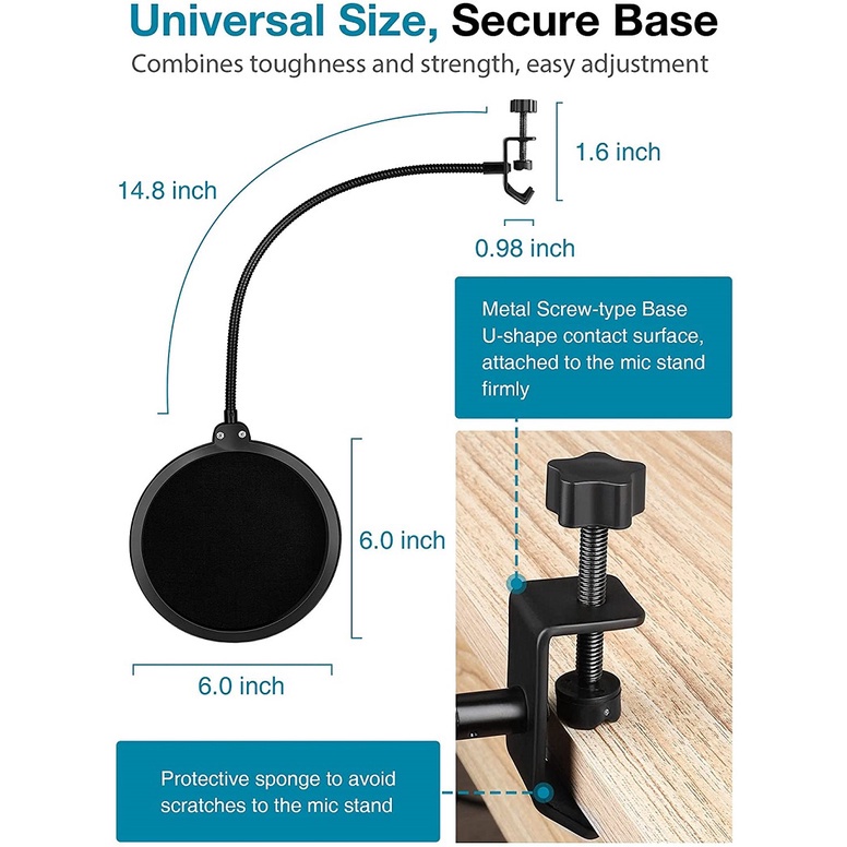 MPF-6 Clamp On Microphone Pop Bilayer Spray Guard | Shopee Malaysia