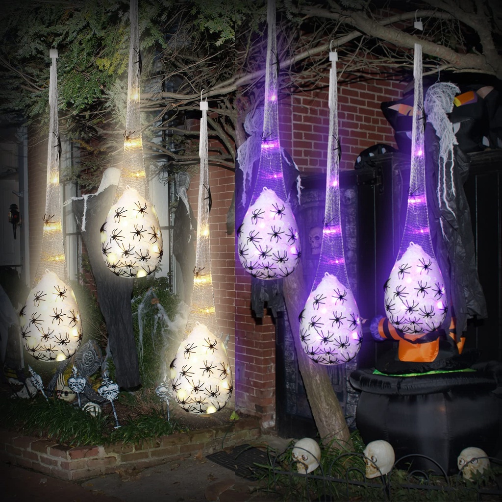 Halloween Hanging Light Up Spider Egg Horror Indoor Outdoor Decoration ...