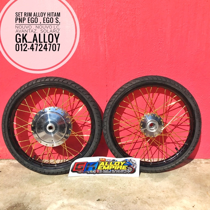 🔥🔥RIM ALLOY BLACK 17 x 1.40 + HUB CHROM SIAP PASANG TAYAR DEPAN DAN ...
