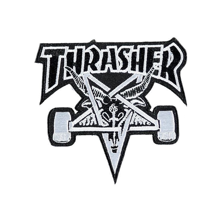 Thrasher Embroidered Patch Skategoat Logo- White 4"x4" | Shopee Malaysia