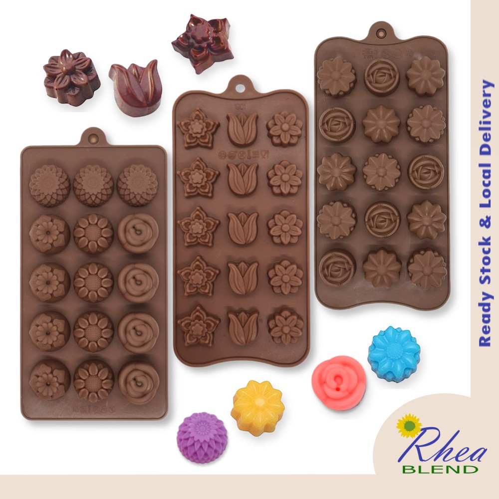 Flower Silicone Mould Valentine Rose Daisy Sunflower Tulip Chocolate ...