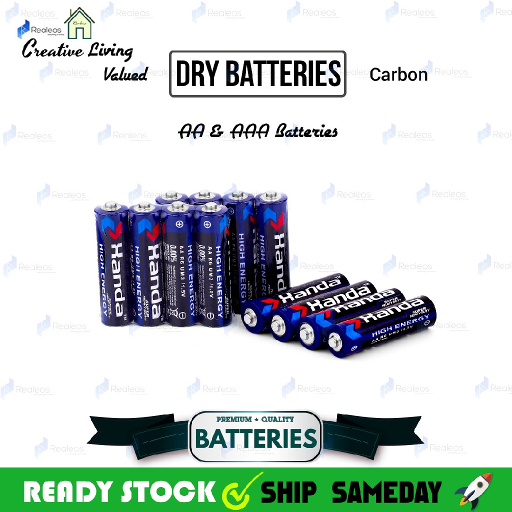 Realeos Carbon Dry Batteries for Kids Toy Battery - AA & AAA R575 ...