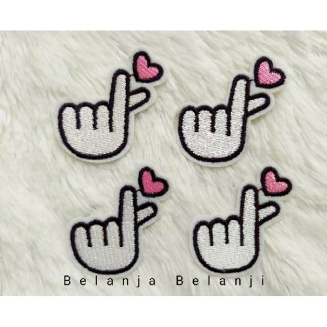 Finger Heart Patch 5x5cm Iron On Application of Clothes Embroidered ...