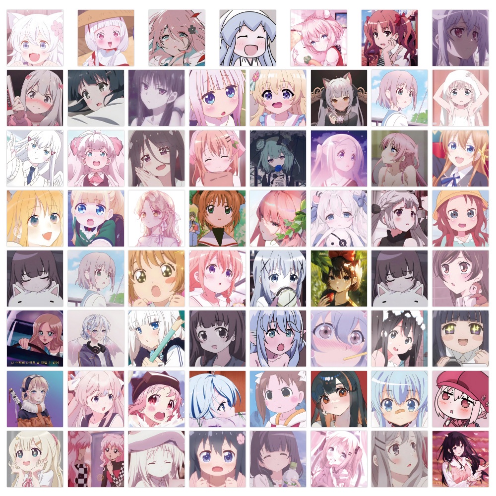 60pcs/set Anime Two-dimensional Cute Female Avatar Stickers Girl ...
