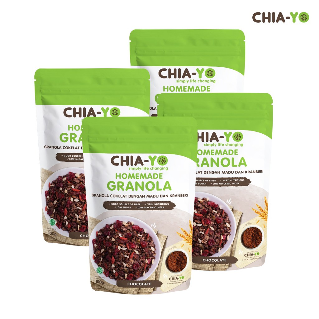 Chiayo Bundling 4 pack Homemade Granola Dark Chocolate 100gr | Shopee ...