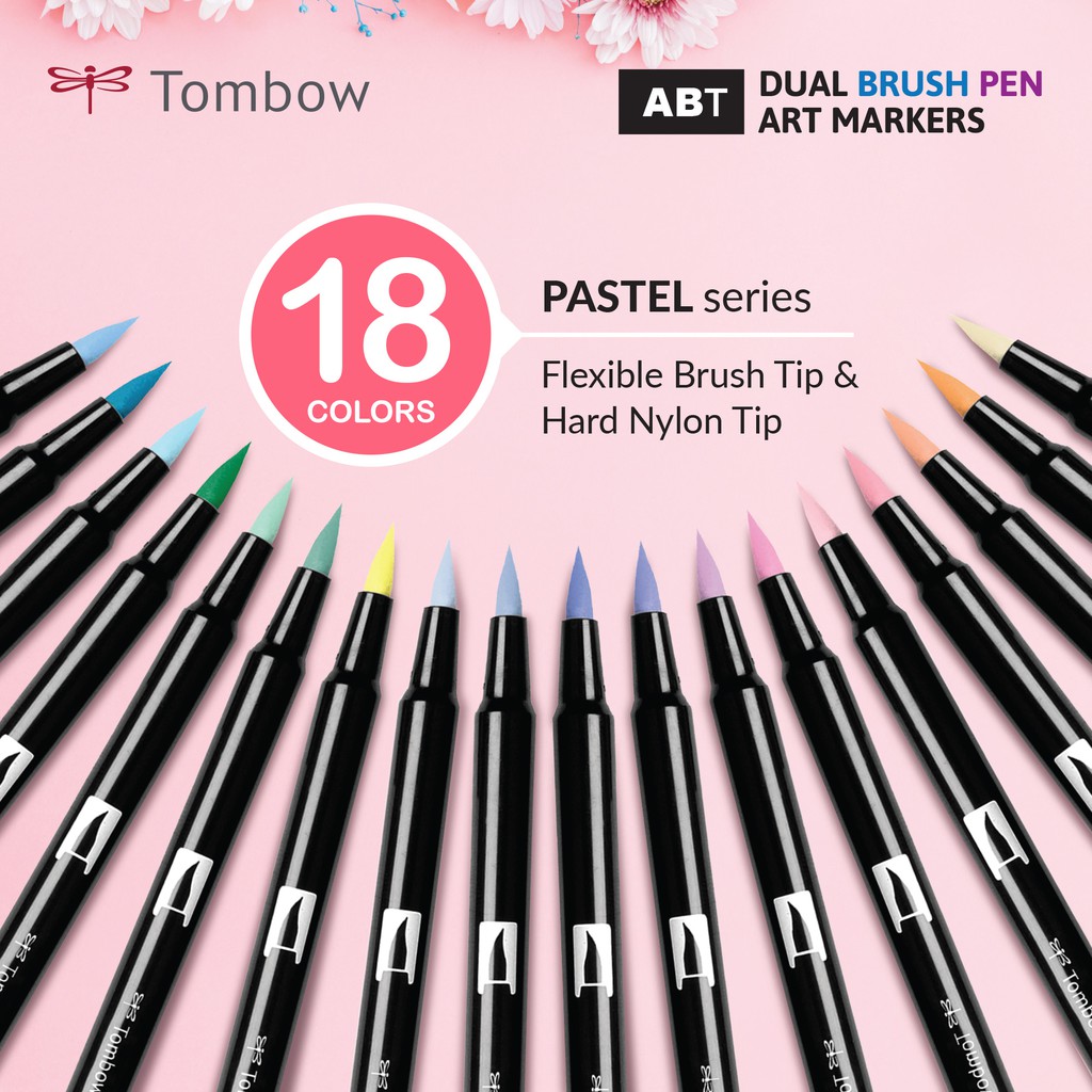 TOMBOW ABT Dual Brush Pen -Pastel Series (18 pieces pack) - CALLIGRAPHY ...