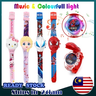 Jam Tangan Budak Cartoon Design Colourful Light with Music Digital Kids ...