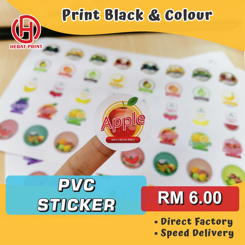 Customize PVC Synthetic Sticker / Kalis Air / Print Black and Colour ...