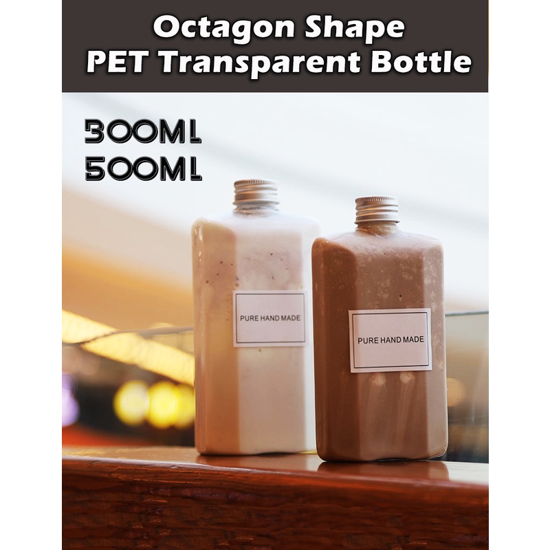 (1 Carton)Transparent Bottle Plastic OCTAGON SHAPE Drink Bottle ...