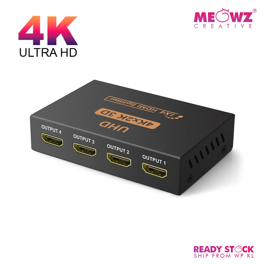 4K HD-MI Splitter 1 Input to 2 / 4 Output Full HD 1080P 4K 2K Support ...