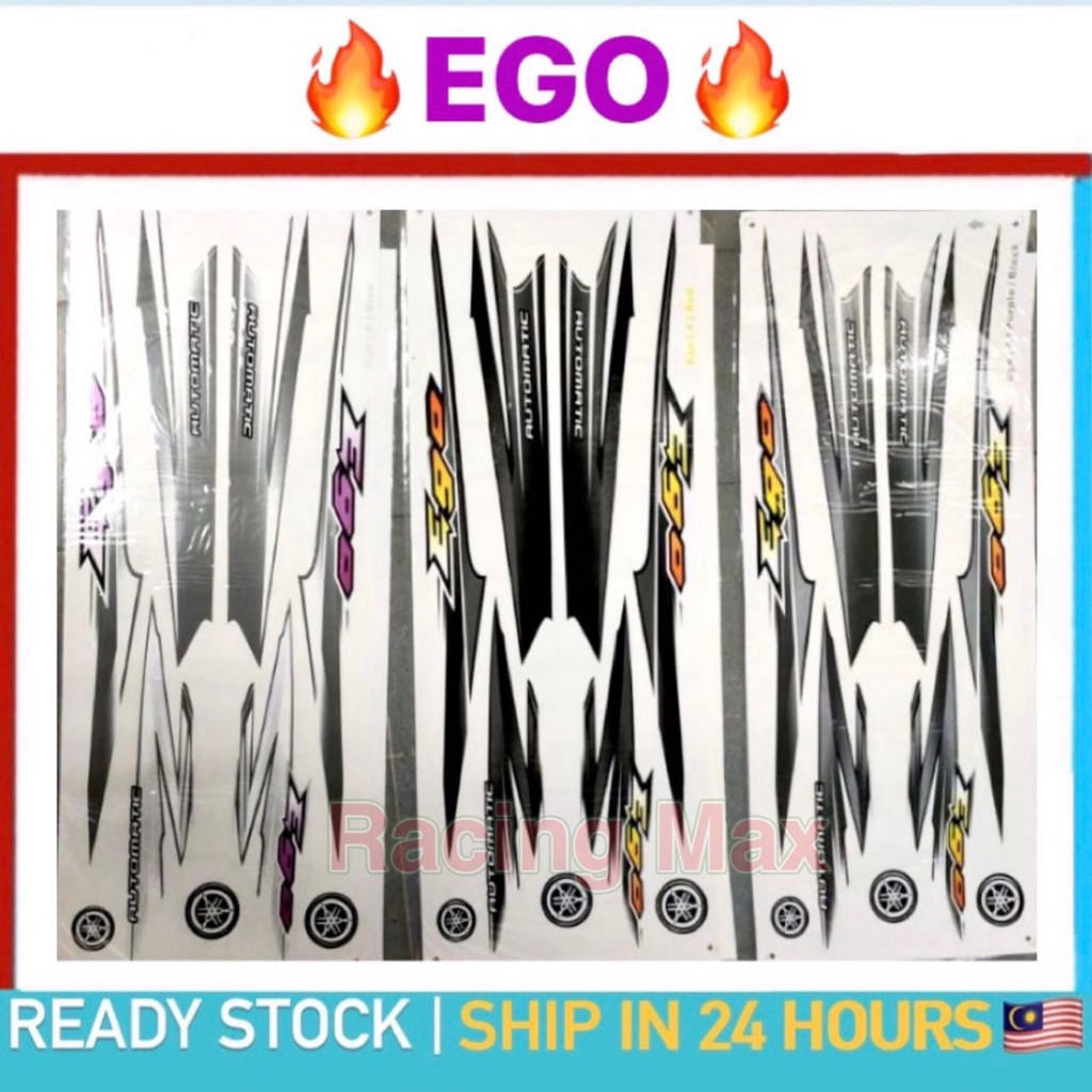 Stiker sticker body stripe cover set yamaha ego first mode black / purple (4) sticker EGO V1 ...