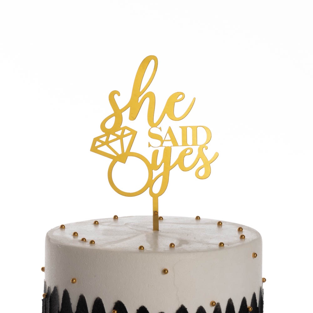 Acrylic She Said Yes Cake Topper Cake Decoration for Engagement Wedding ...