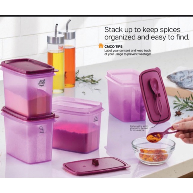Tupperware Shelf saver with spoon 840ml, assorted colours | Shopee Malaysia