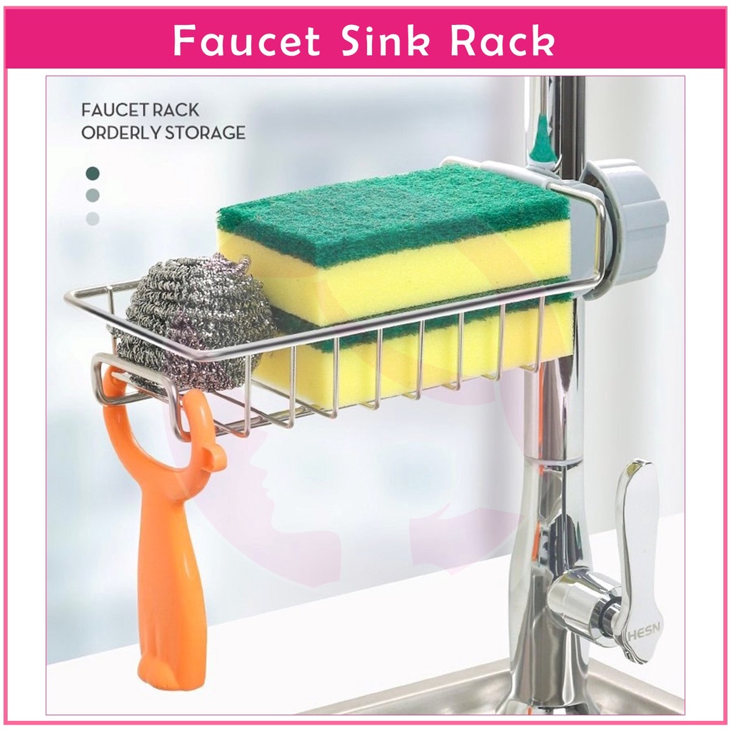 Stainless Steel Faucet Storage Sink Rack Sponge Drain Holder Water Tap ...
