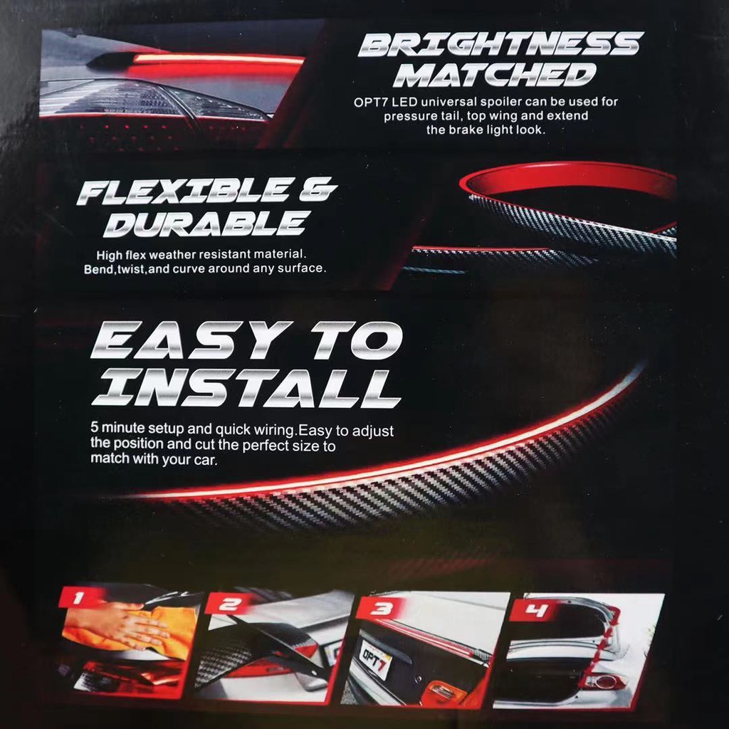New 2021 Universal Spoiler SAMURAI Ducktail Carbon With Flash Led Light ...