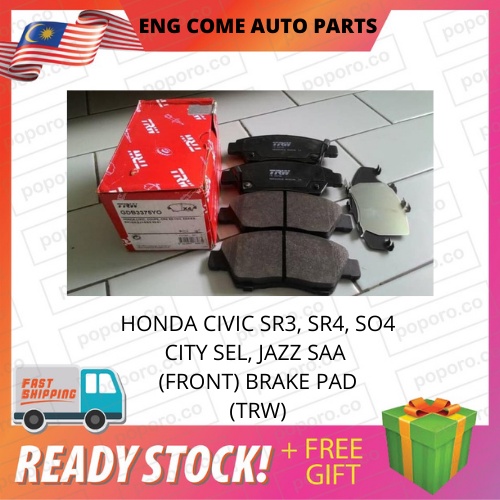 BRAKE PAD HONDA CIVIC SR3, SR4, SO4, CITY SEL, JAZZ SAA (FRONT) (TRW ...