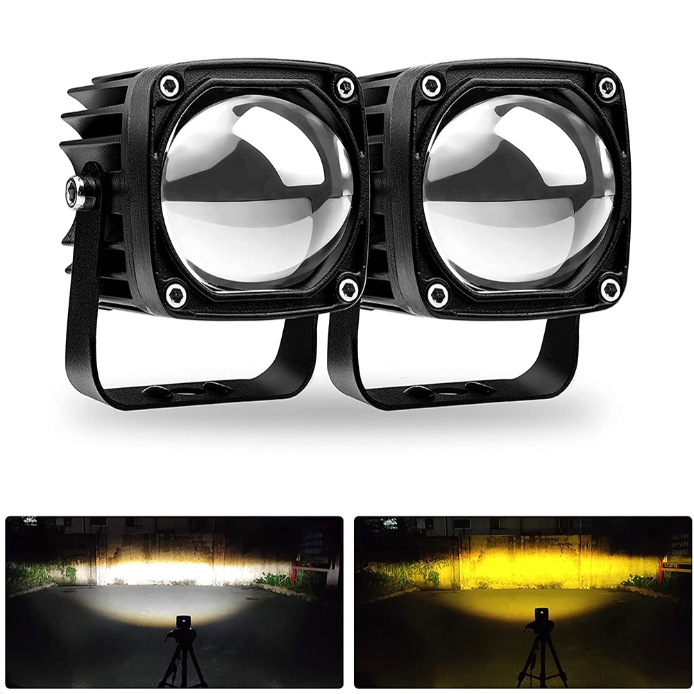1 Pair White Yellow LED Headlights 6000k/3500k Spotlight LED Work Fog Lights for Car Motocycle ...