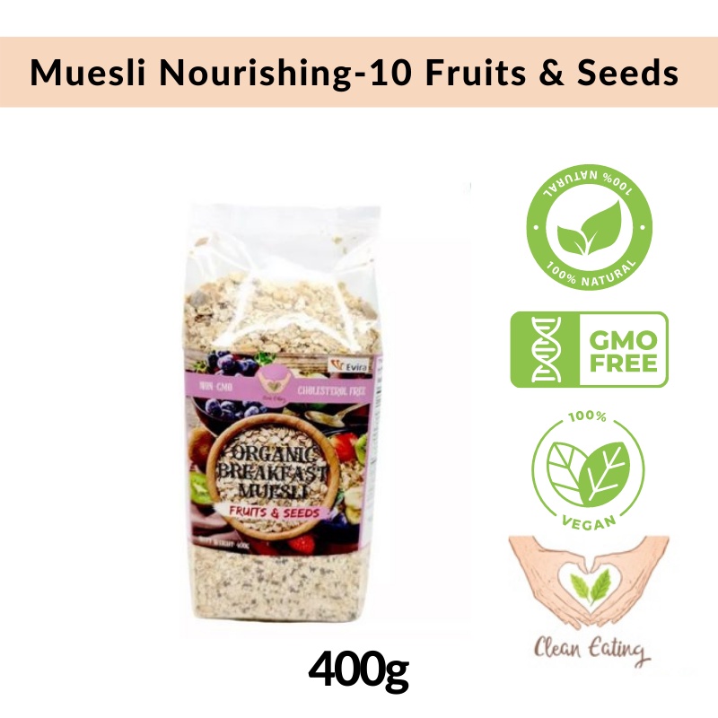 Clean Eating Organic Muesli Nourishing-10 Fruits & Seeds (400g ...