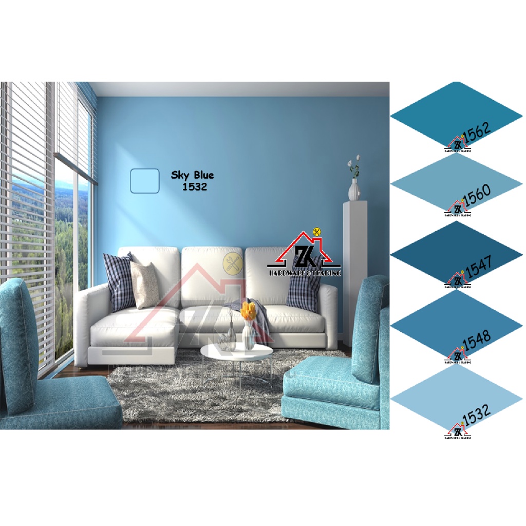 Interior Paint Exterior Blue Indoor Outdoor Biru Cat Dinding Rumah Luar ...
