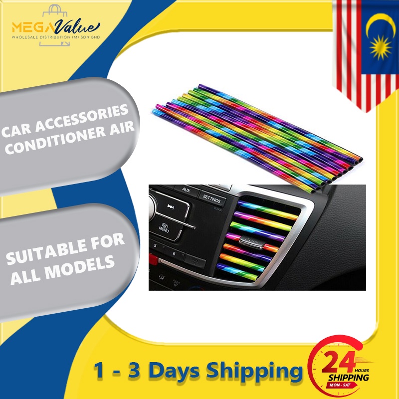 READY STOCK | 10pc Car Interior Chrome Blower Strip Air cond Vent Color ...