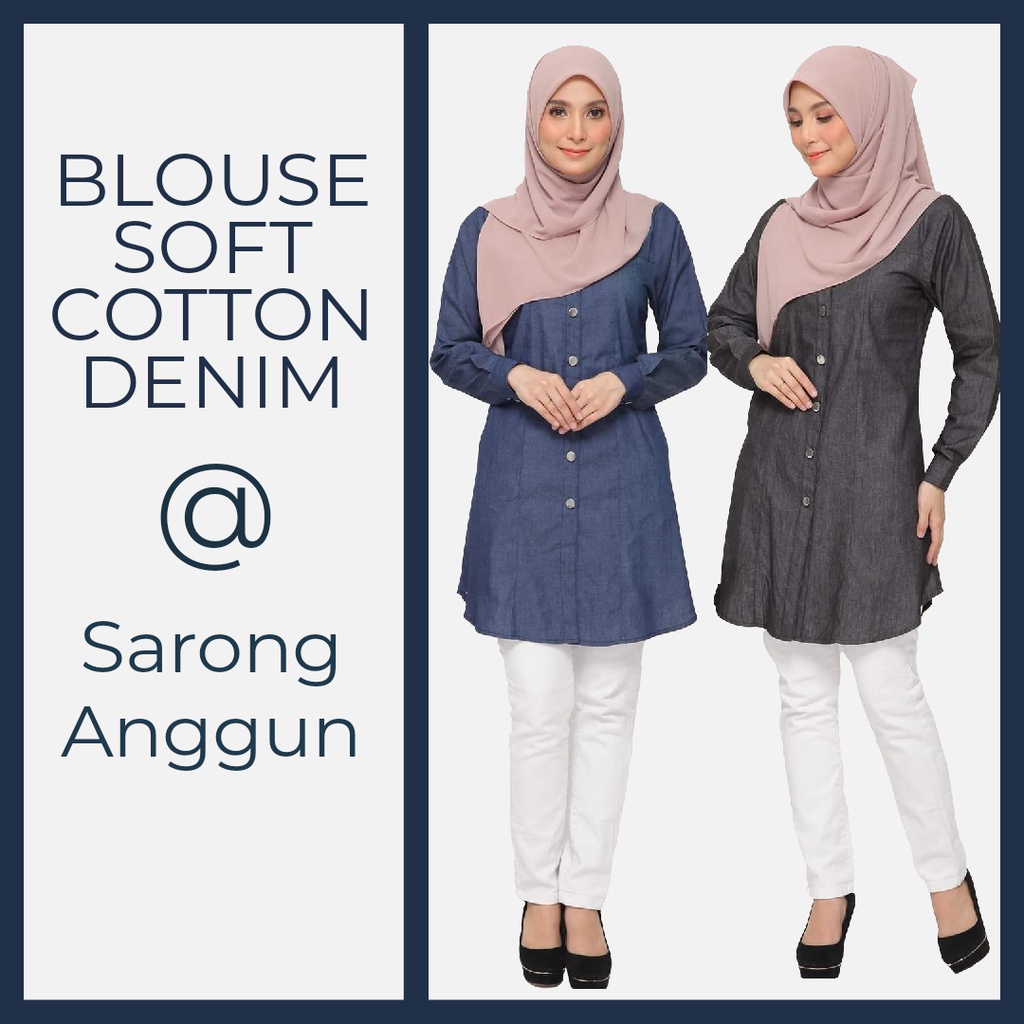 Blouse Denim Muslimah Long Sleeve @ Sarong Anggun | Shopee Malaysia