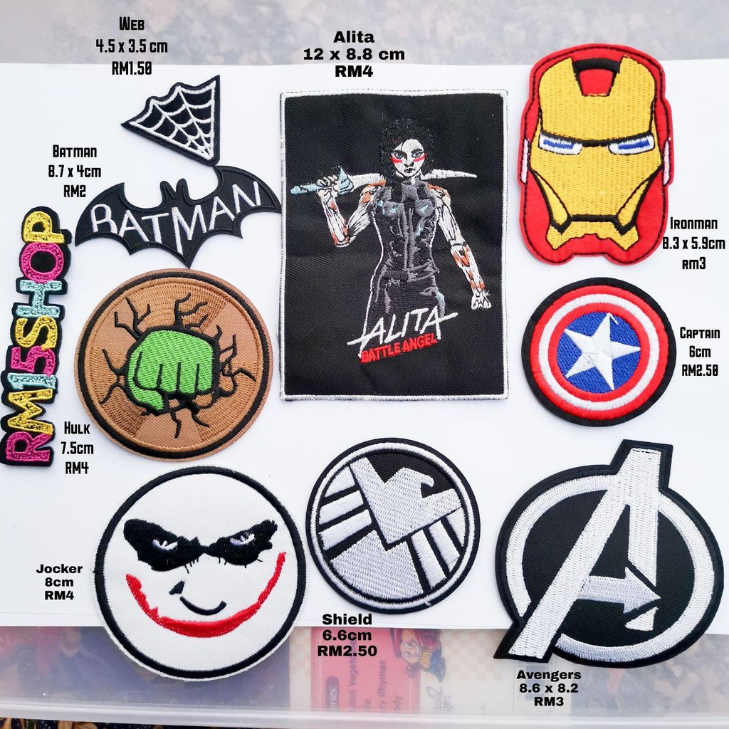 🇲🇾 Iron Type Patches Joker Alita Superman Batman Design | Shopee Malaysia
