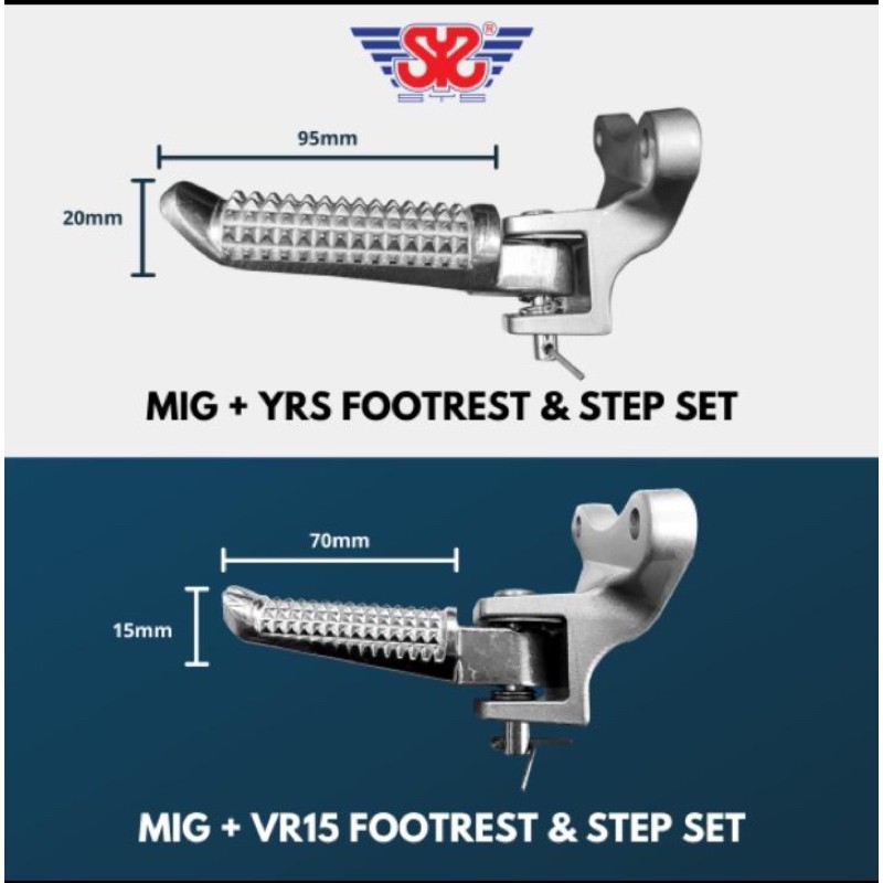 SYS MIG VR15 footrest bracket modified Y15ZR Y15 panjang pendek front ...