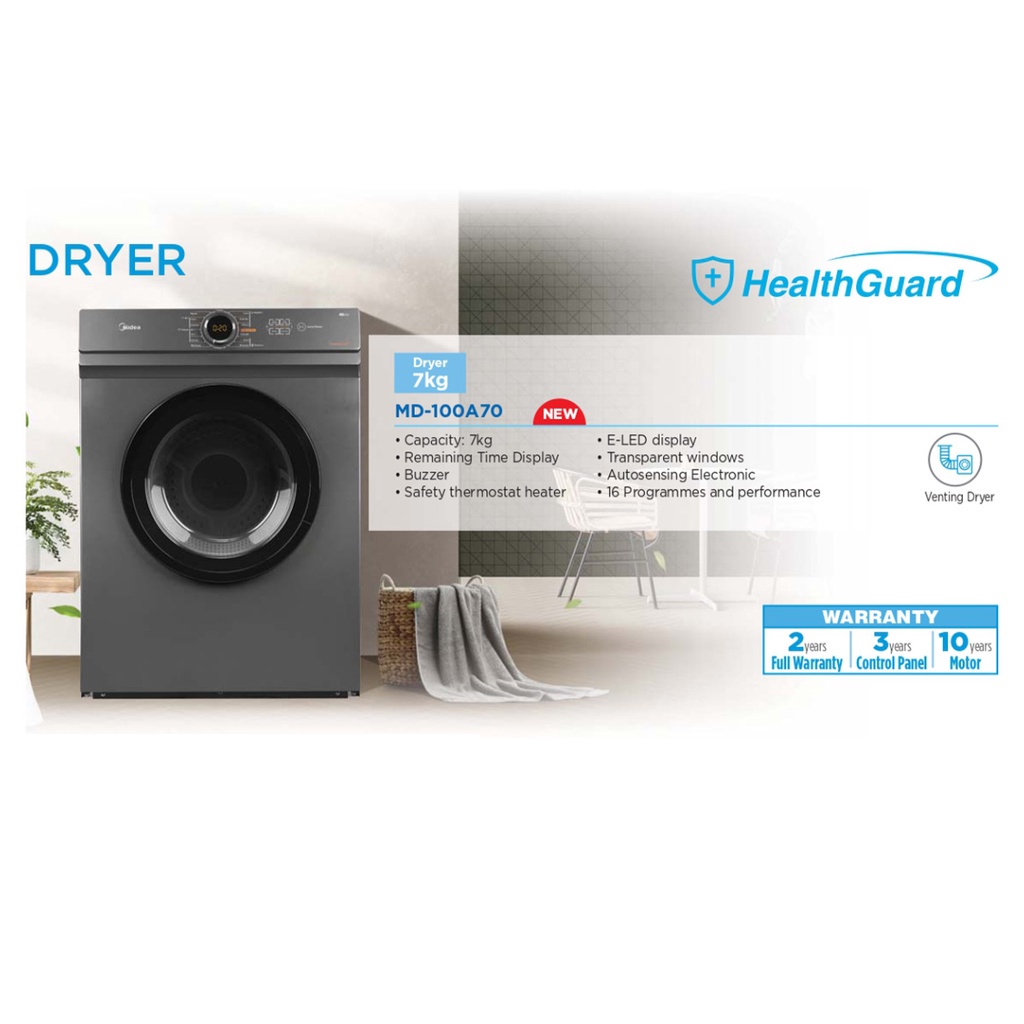 Midea 7KG Vented Dryer Titanium MD100A70 | Shopee Malaysia