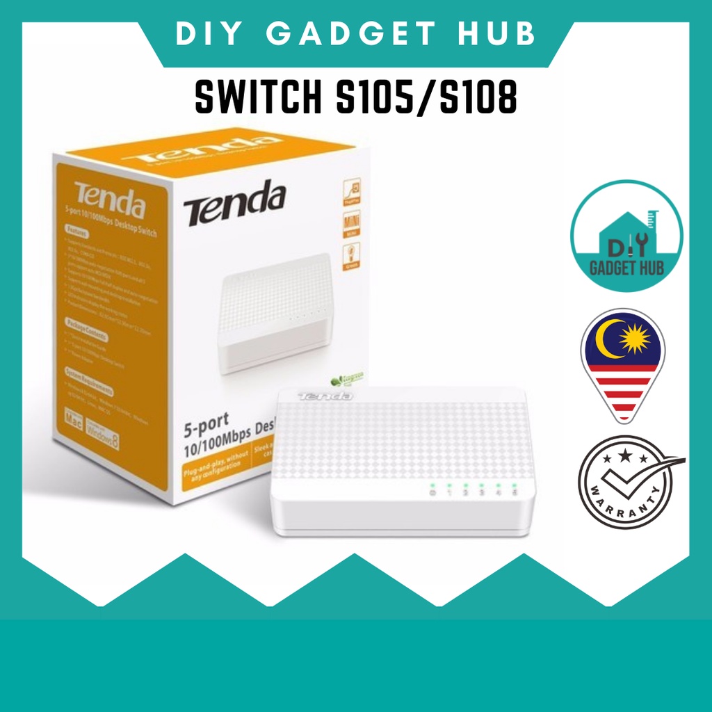 Tenda S105 S108 10/100MBPS 5 Port 8 Port Network Switch | Shopee Malaysia