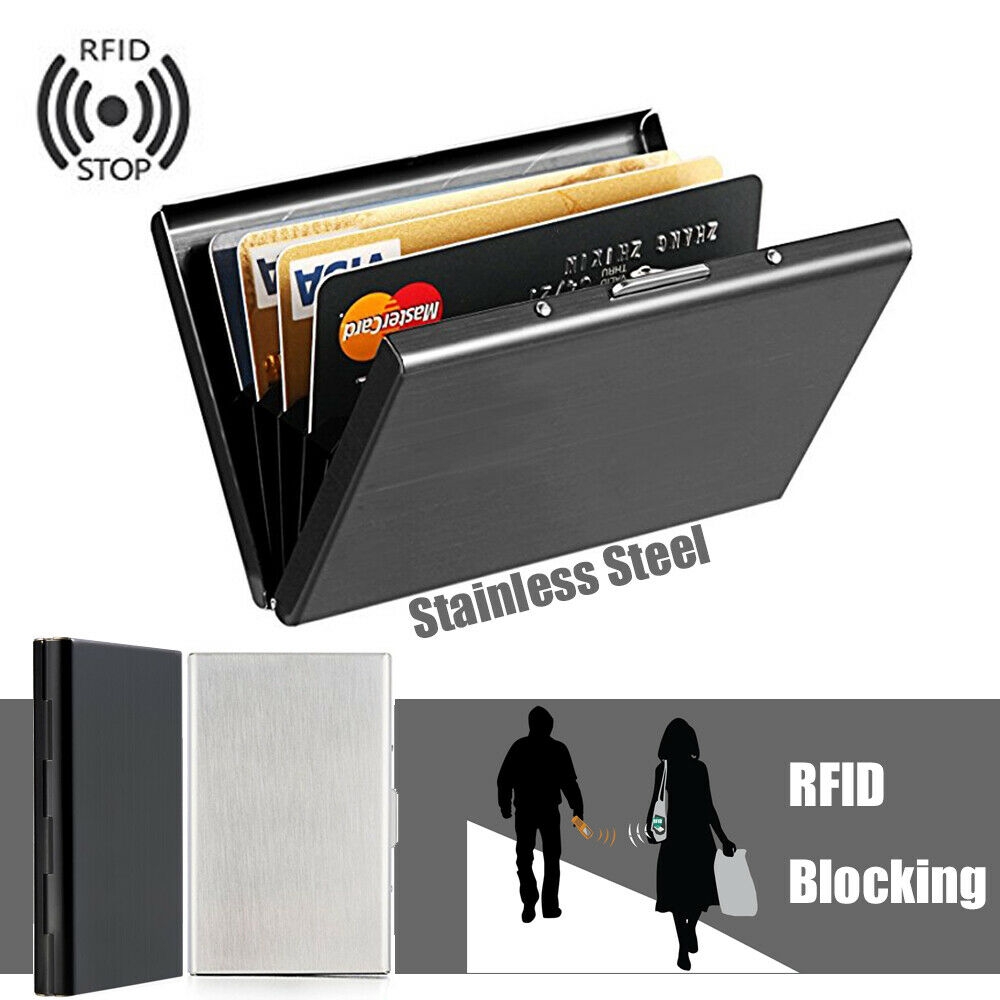 Aluminum Metal Slim Anti-Scan Credit Card Holder RFID Blocking Wallet ...