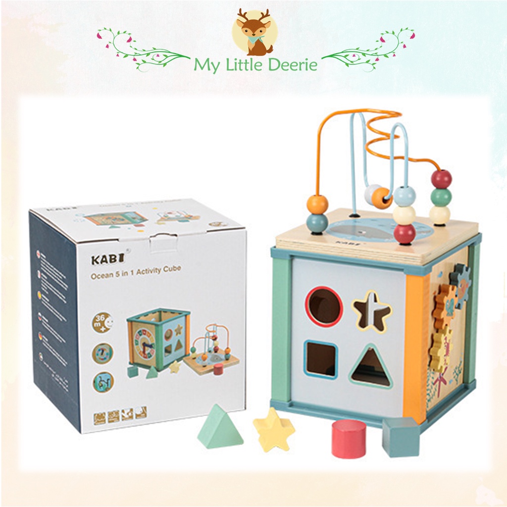 Wooden Play Cube Box Shape Sorter Fine Motor Early Learning Educational ...