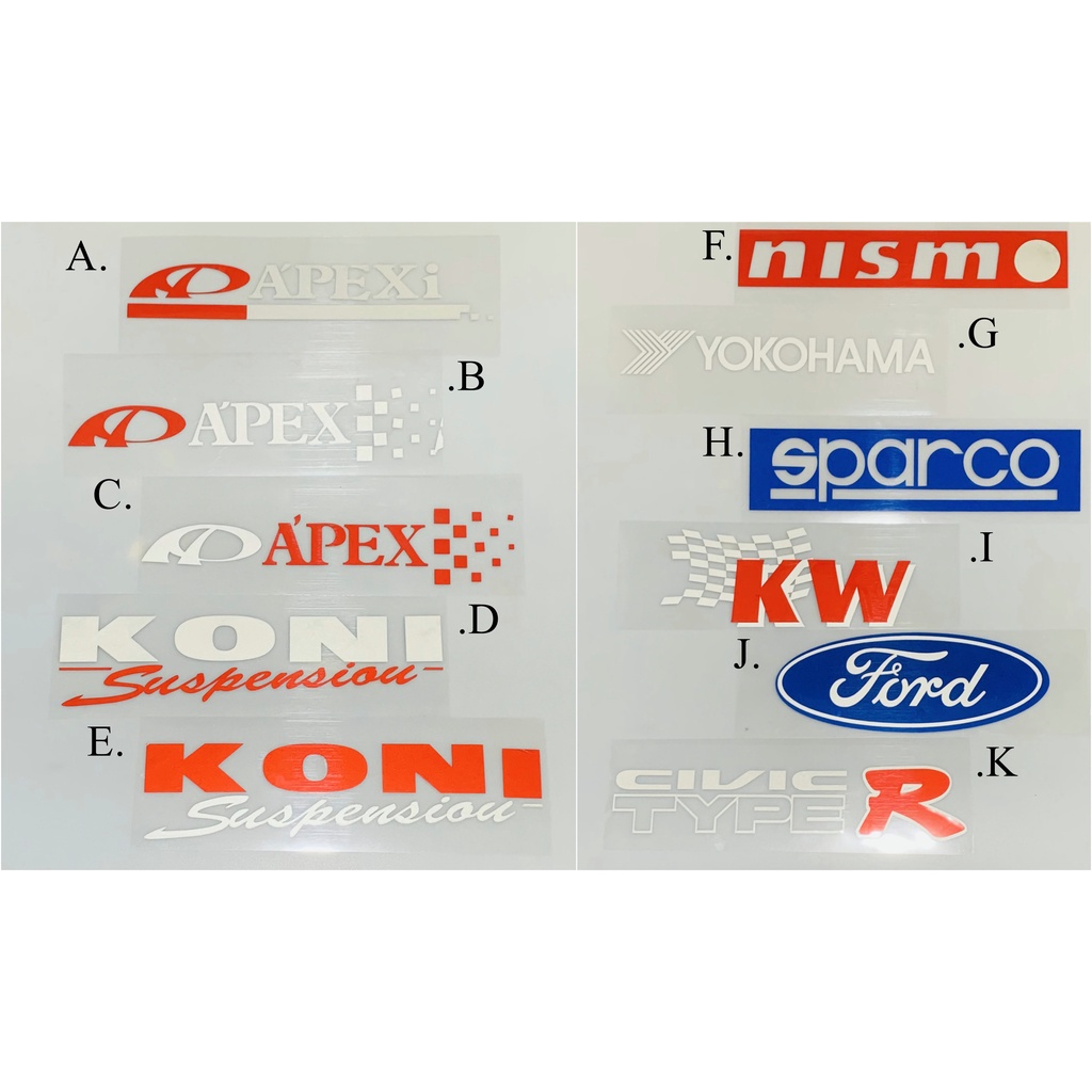 Creative Car Vinyl Decal Sticker - Apexi / Sparco / Koni / Sparco ...