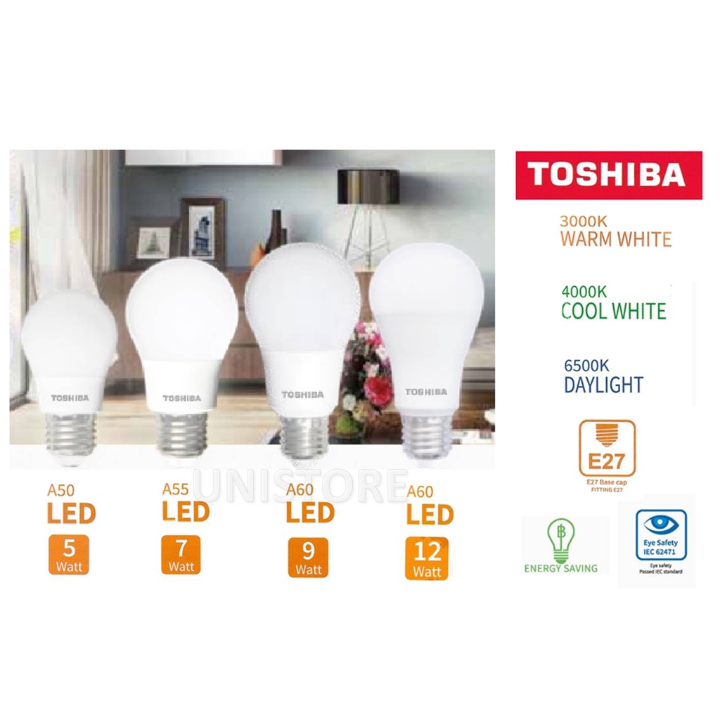 Toshiba LED A Bulb 5w / 7w / 9w / 12w E27 LED Bulb (Daylight / Cool ...