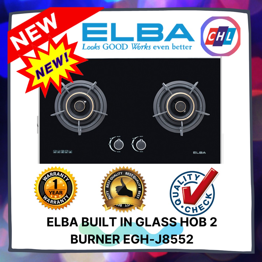 ELBA (New Model) (5.0kw) BUILT IN GLASS HOB 2 BURNER EGH-J8552 - ELBA WARRANTY MALAYSIA | Shopee ...