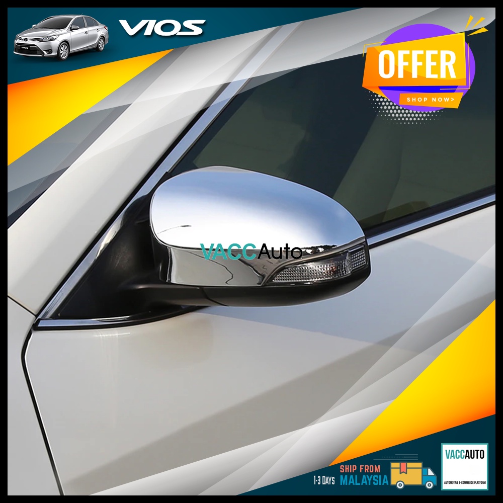 Toyota Vios (3rd) Side Mirror Chrome Cover Side Rearview Mirror Wing ...