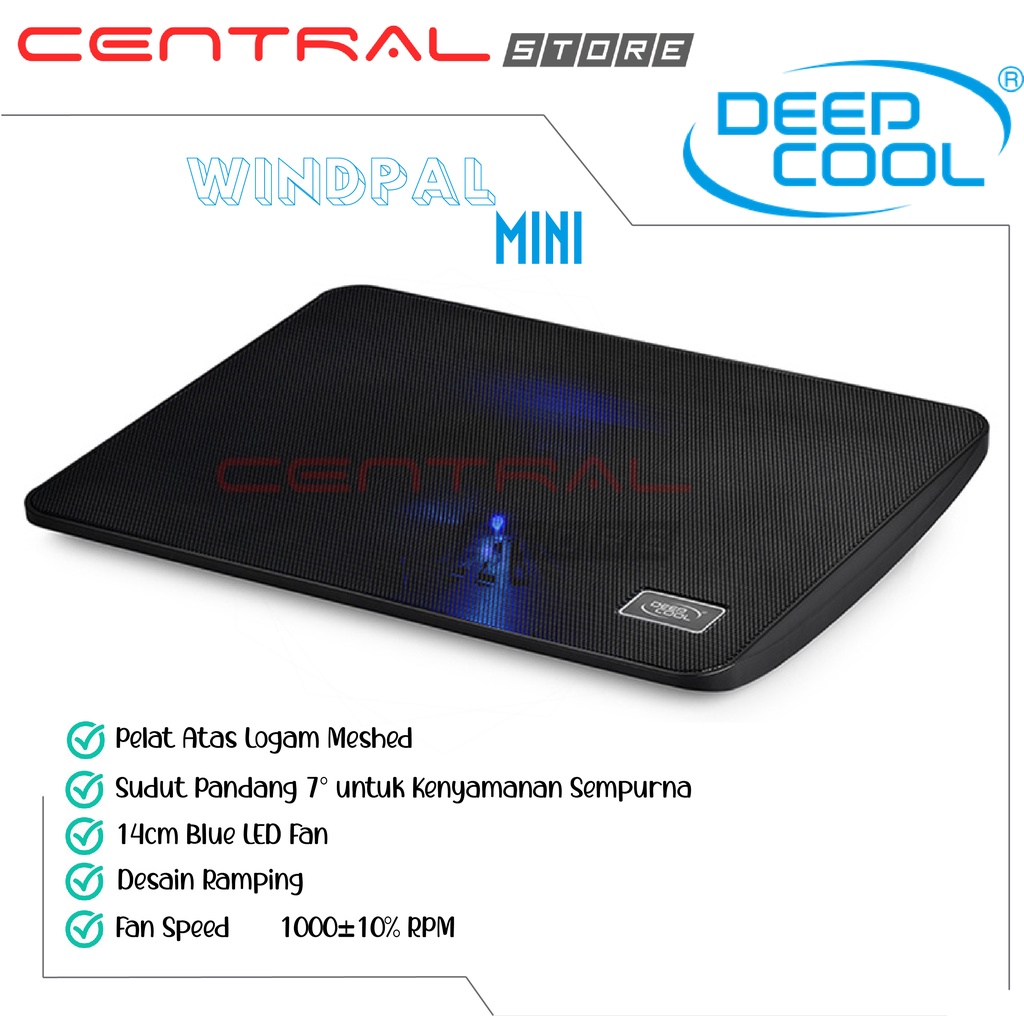 HITAM Cooling Pad DEEPCOOL Wind Pal Mini LED Fan/Laptop Cooler Black ...