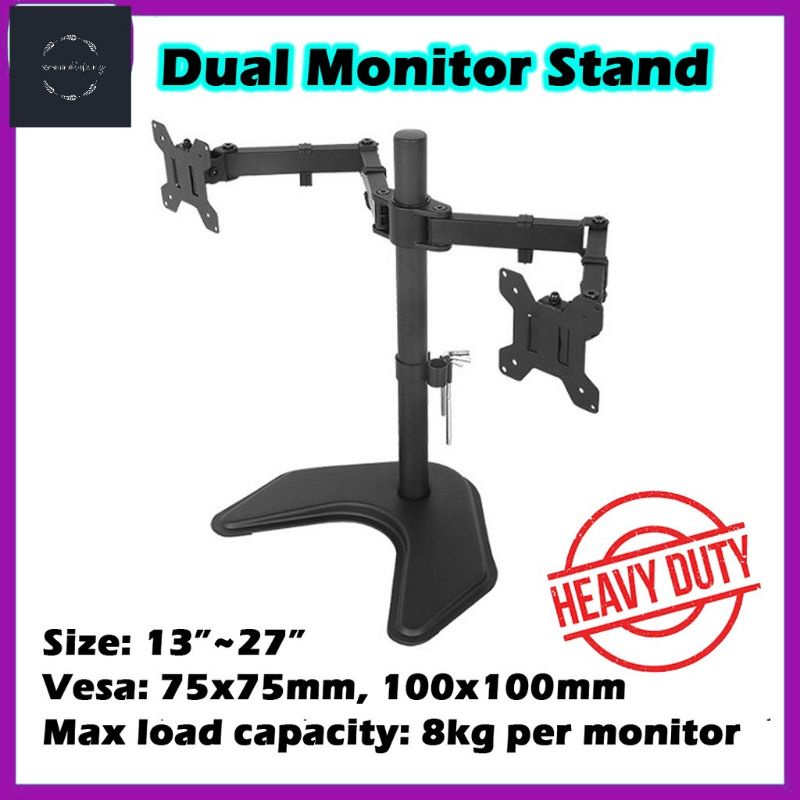 Dual Monitor Mount for 2 Monitor Dual Arm 17-inch to 30-inch VESA Plate ...
